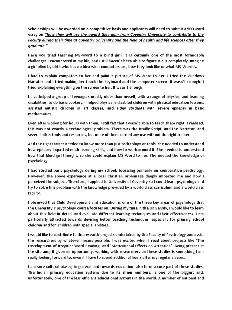 Writing Sample - Essay | PDF