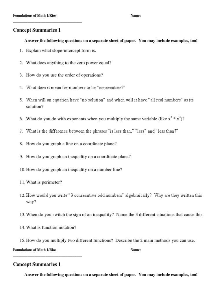Foundations of Math 1 Concepts Guide | PDF | Inequality (Mathematics ...