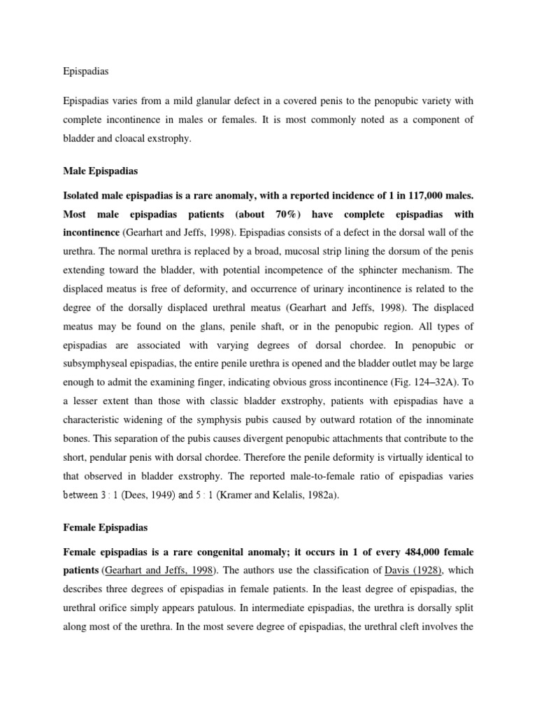 Understanding Epispadias: Types & Treatment | PDF | Urinary Bladder ...