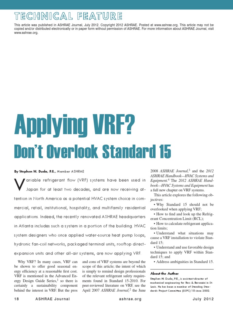 ASHRAE-VRF Standard15 | PDF | Ton | Air Conditioning