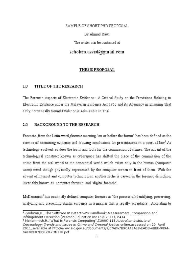 Sample of Short PHD Proposal | PDF | Computers