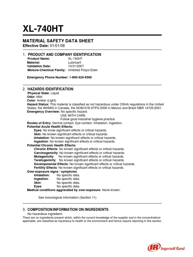 XL 740ht | Download Free PDF | Dangerous Goods | Personal Protective ...