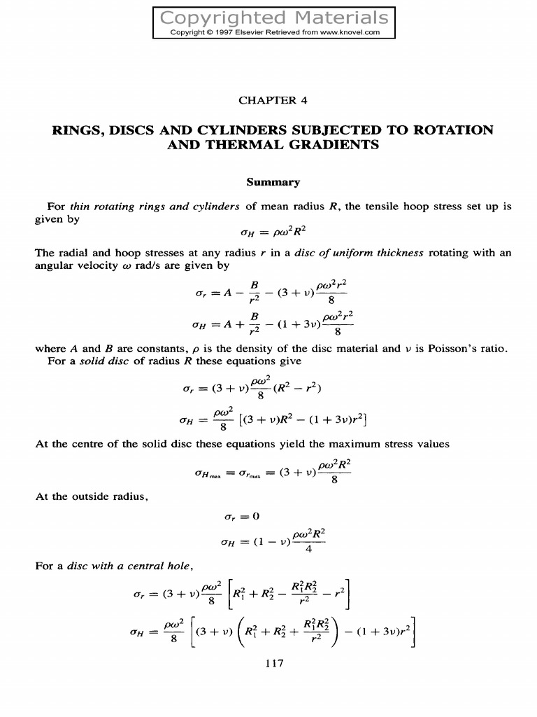 Rings, Discs and Cylinders Subjected To Rotation | PDF | Stress ...
