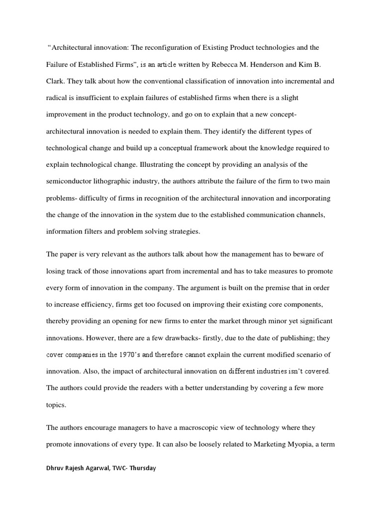 Architectural Innovation - TWC Individual Paper. | PDF | Innovation ...