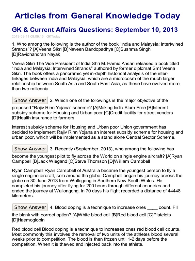 Articles From General Knowledge Today: GK & Current Affairs Questions ...