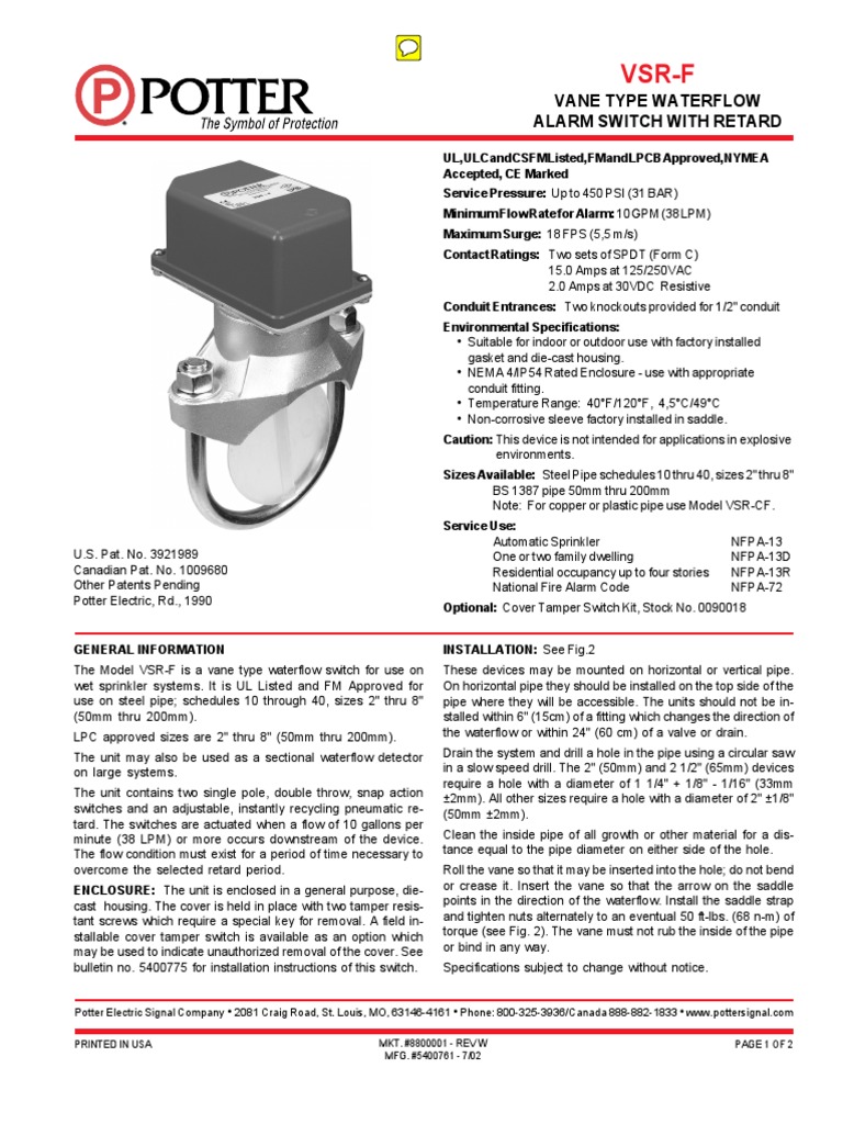 Modelo VSR F | PDF | Fire Sprinkler System | Pipe (Fluid Conveyance)