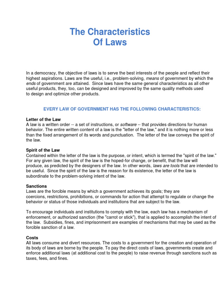Characteristics of Law | PDF | Quality Assurance | Goal