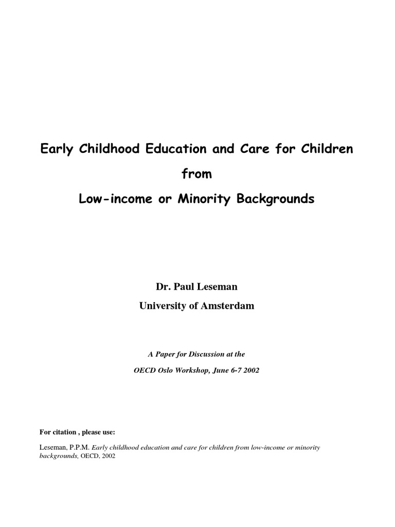 Early Childhood Education and Care | PDF | Child Development ...