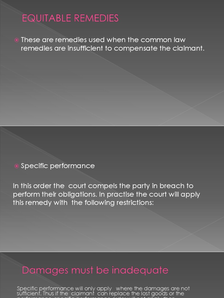 Equitable Remedies | Download Free PDF | Specific Performance | Damages