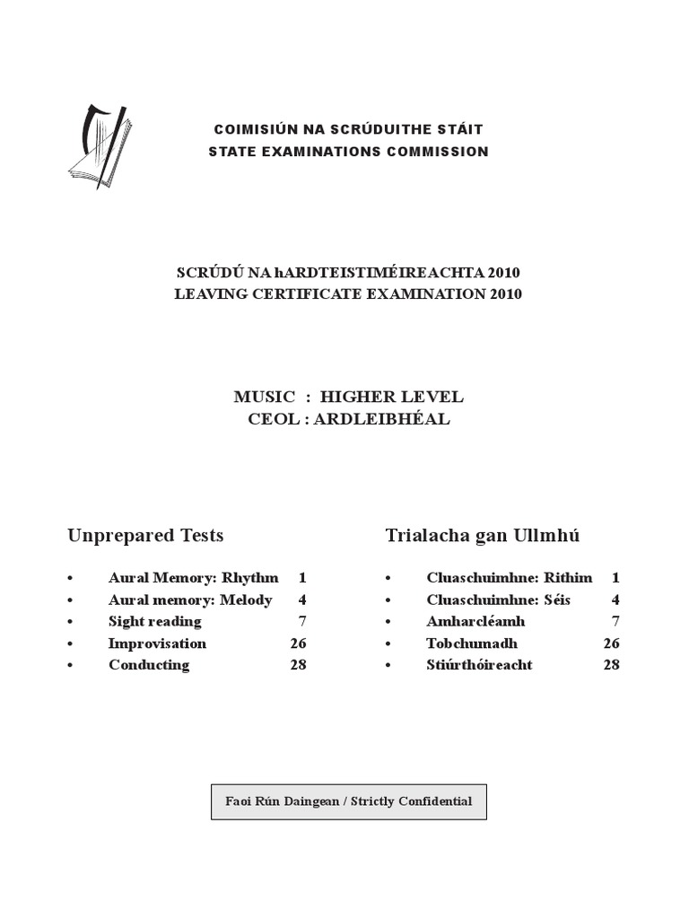 LC Music Unprepared Tests Higher Level 2010 | PDF | Drum Kit | Musical ...