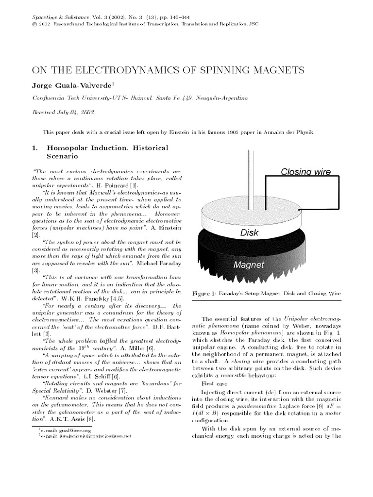 On The Electrodynamics of Spinning Magnets PDF | Download Free PDF ...