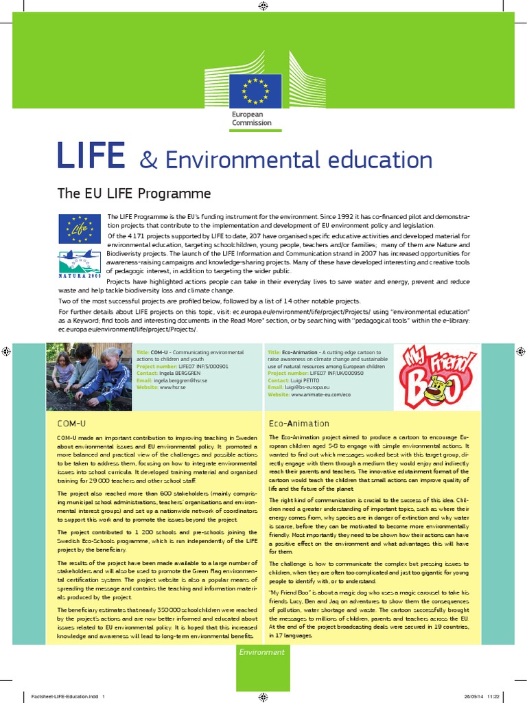 LIFE Factsheet Education | PDF | Natural Environment | Conservation