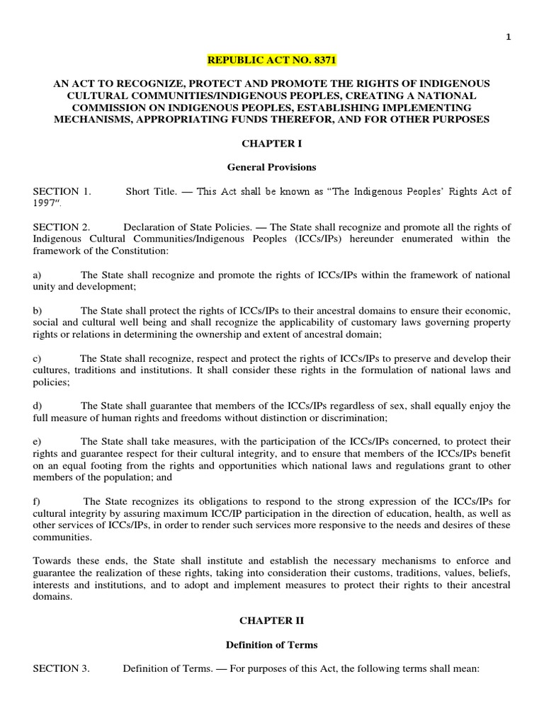 RA No. 8371 IPRA | Human Rights | Traditional Knowledge