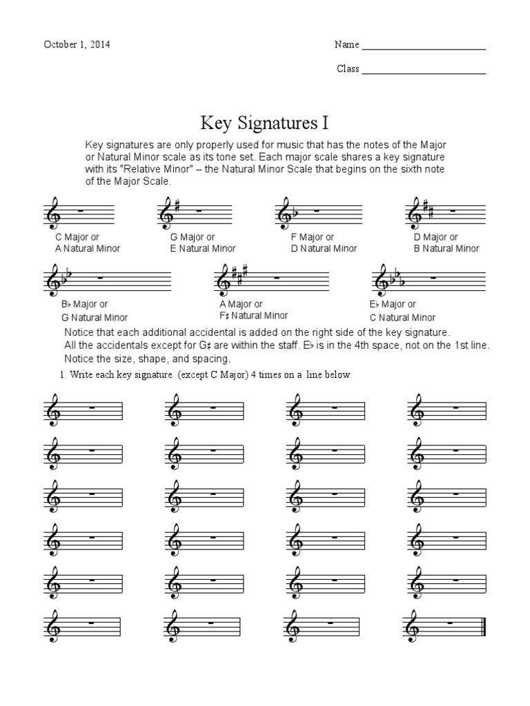 Draw Key Signatures Up To 3 B S S - Student | PDF