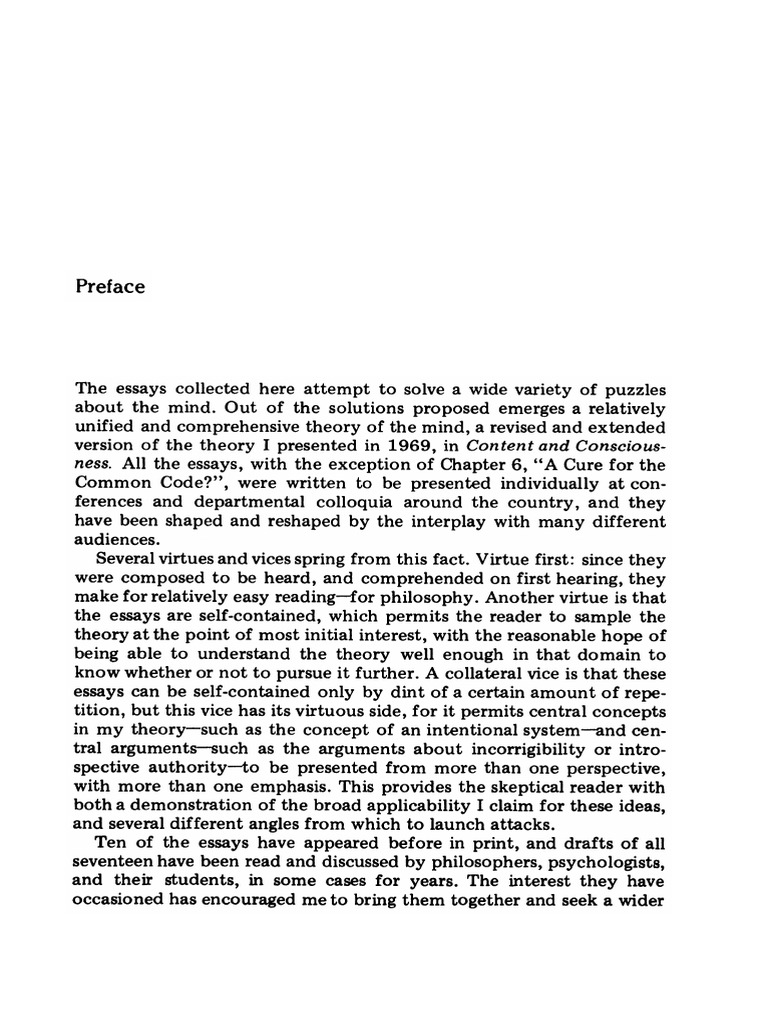 Brainstorms (Chapter 00 - Preface) - Daniel C. Dennett PDF | PDF | Consciousness | Mind