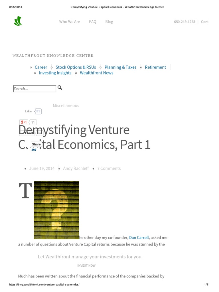 Demystifying Venture Capital Economics - Part 1 | PDF | Venture Capital | Corporate Finance