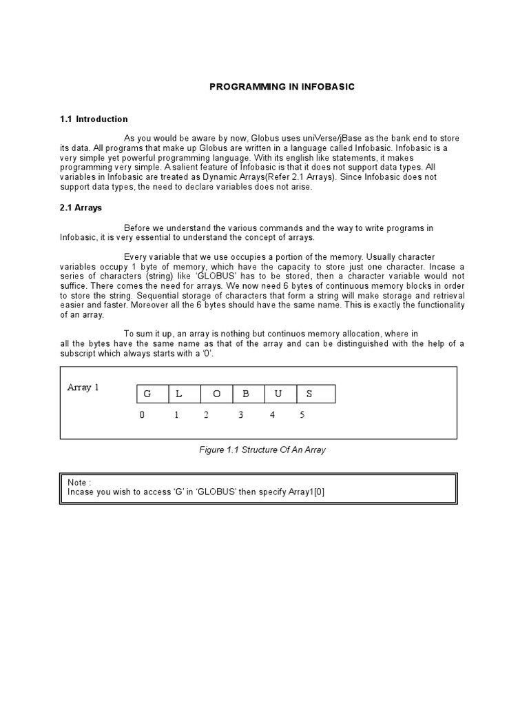Programming In Infobasic Pdf Array Data Structure Control Flow