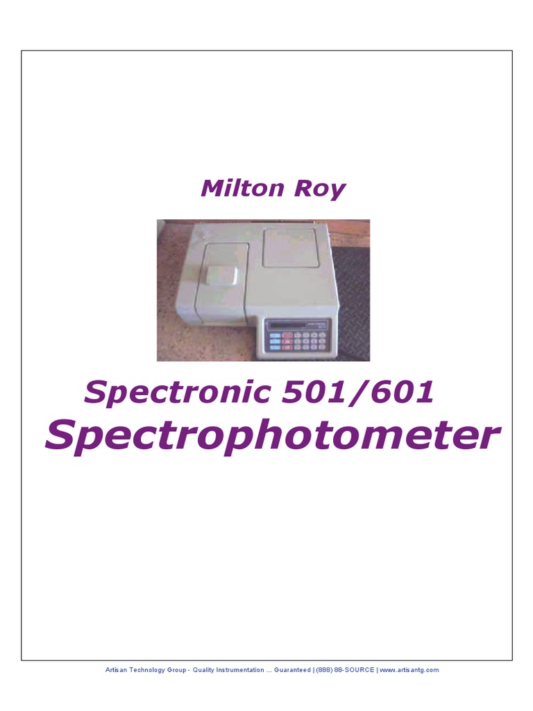 Thermo Milton Roy Spectronic 501 601 Manual | PDF | Spectrophotometry ...