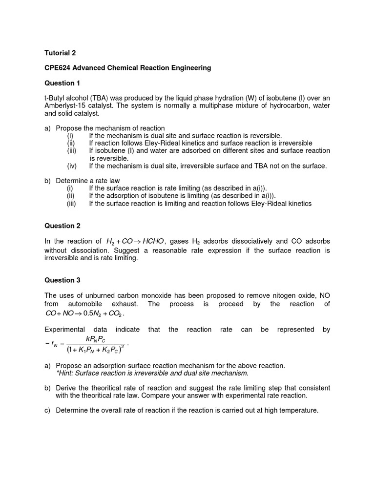 Advanced Reaction Engineering | PDF | Adsorption | Chemical Reactions