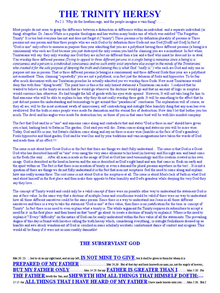The Trinity Heresy | PDF | Oneness Pentecostalism | Trinity