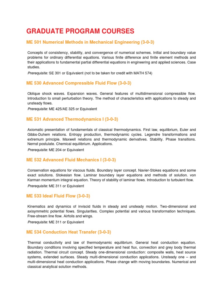 Graduate Program Courses | PDF | Fluid Dynamics | Fracture Mechanics