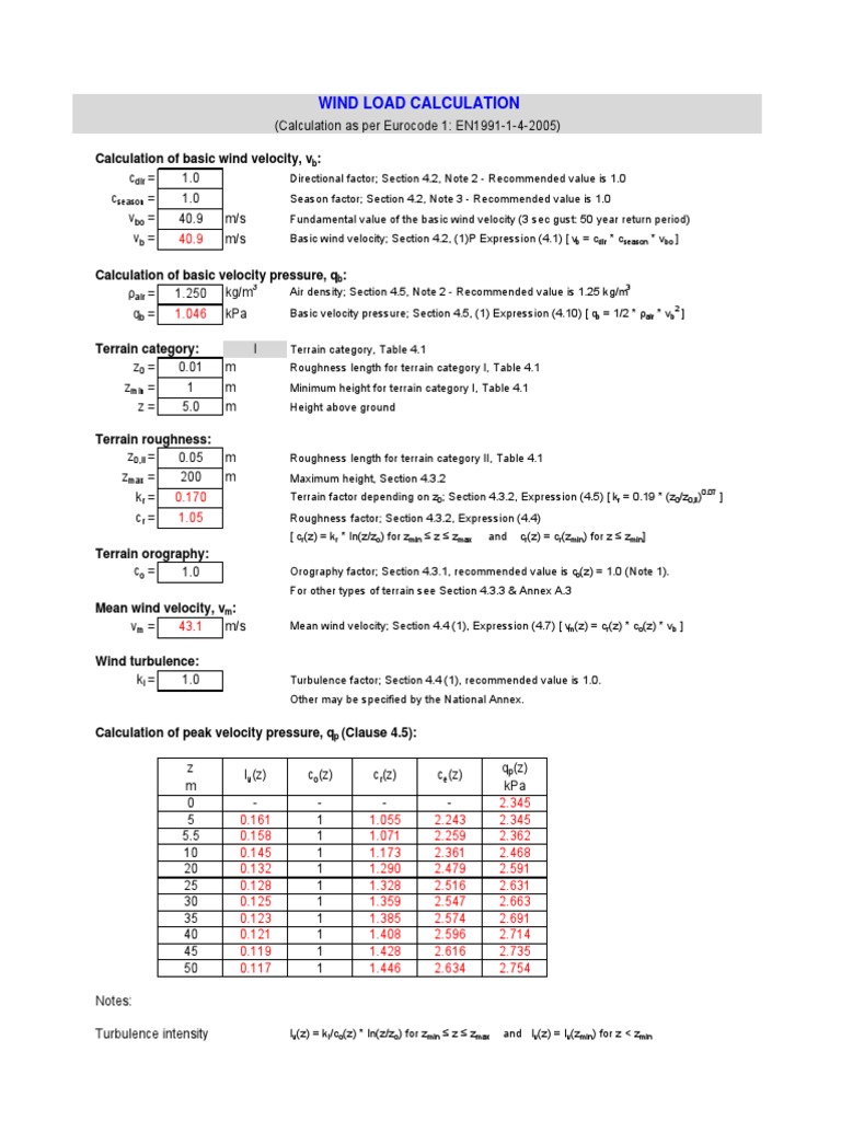 Wind Load Calculation As Per EN1991-1!4!2005 - Rev 01 (By JR) | PDF ...