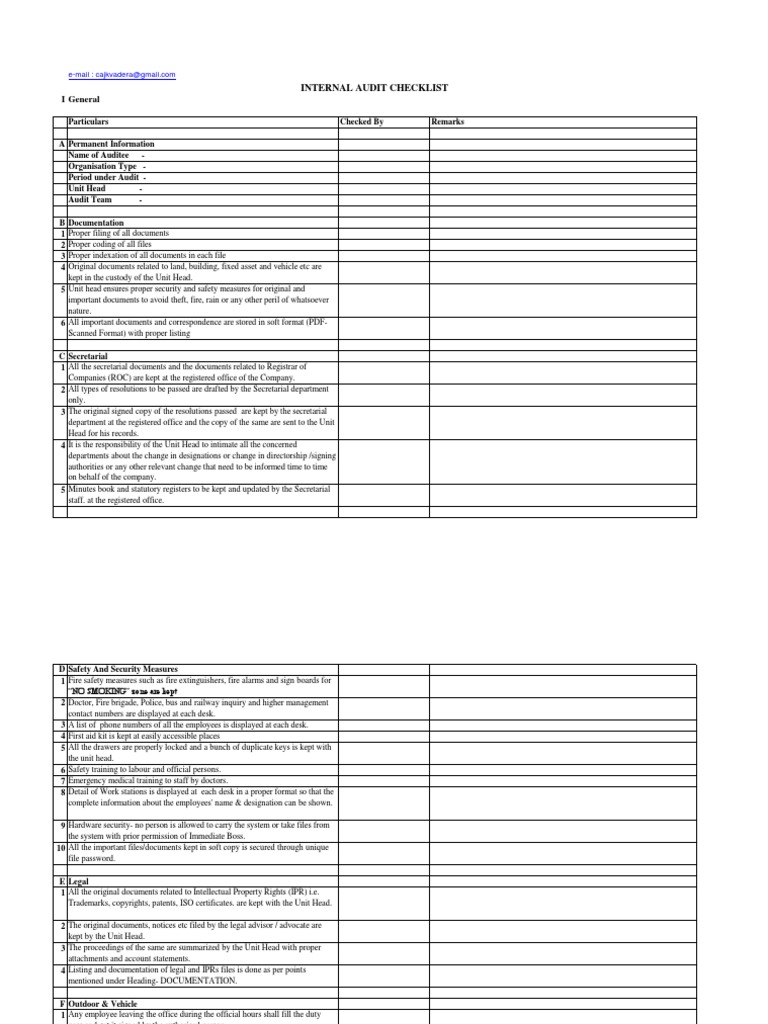 34 Internal Audit Checklist | Cheque | Taxes
