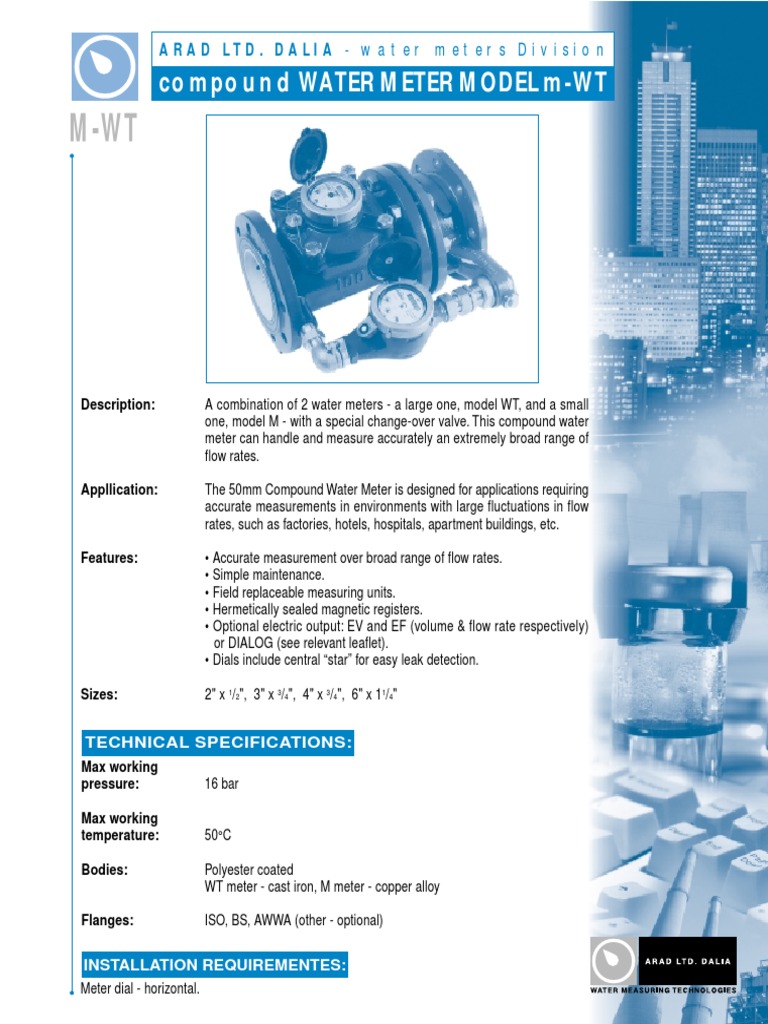 Compound Water Meter Model M-WT: ARAD LTD. DALIA - Water Meters ...