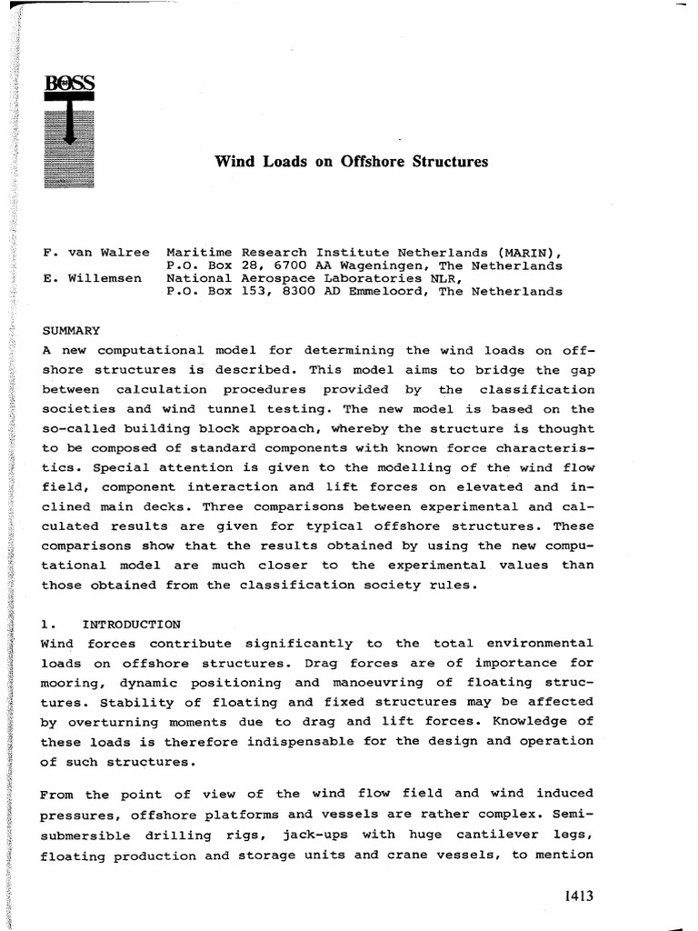 Wind Load Modeling for Offshore Structures | PDF | Lift (Force ...