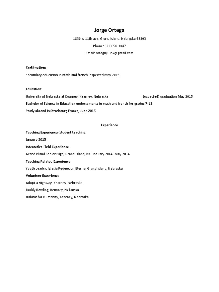 Jorge Ortega Resume | PDF | Wellness
