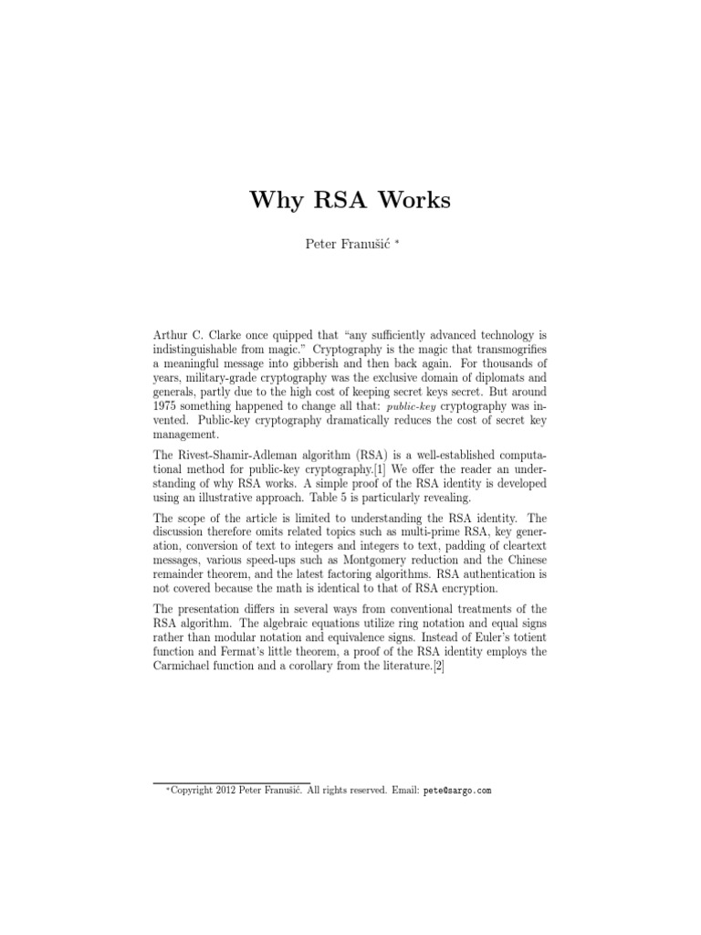 Why RSA Works? | PDF