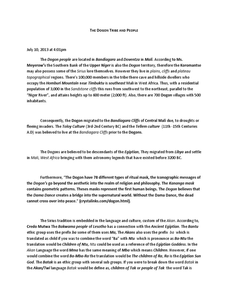 The Dogon Tribe and People | PDF | Science | Astronomy