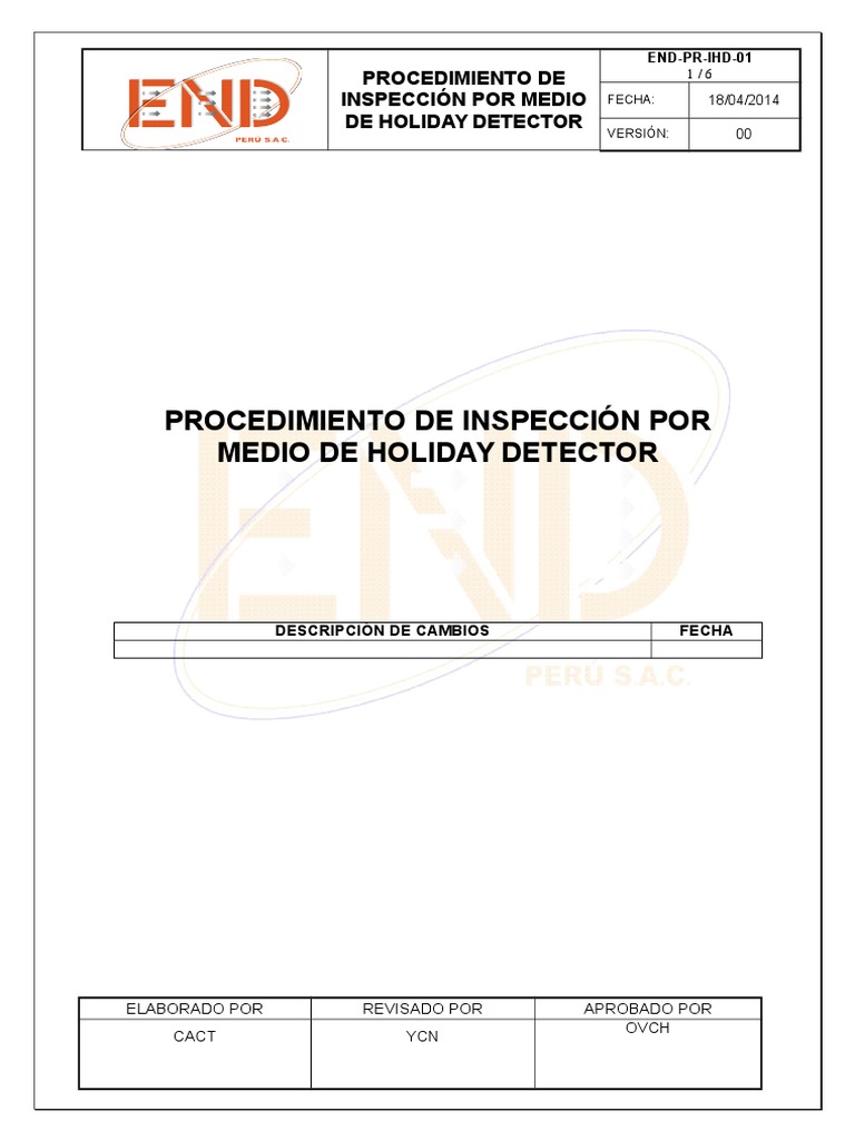 Procedimiento de Holiday Detector | PDF | Revestimiento | Rieles
