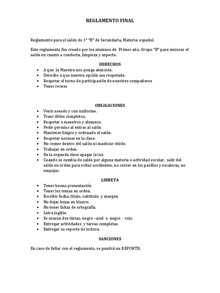 Reglamento Final | PDF | Leyendas