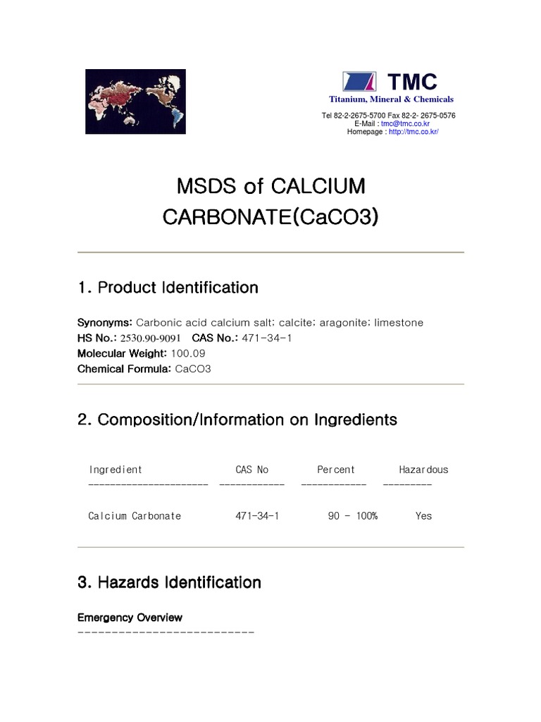 msds caco3.pdf | Waste Management | Waste