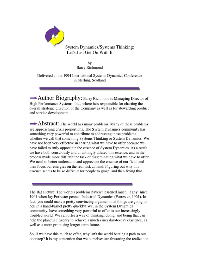 Richmond Systems Thinking | PDF | Causality | System