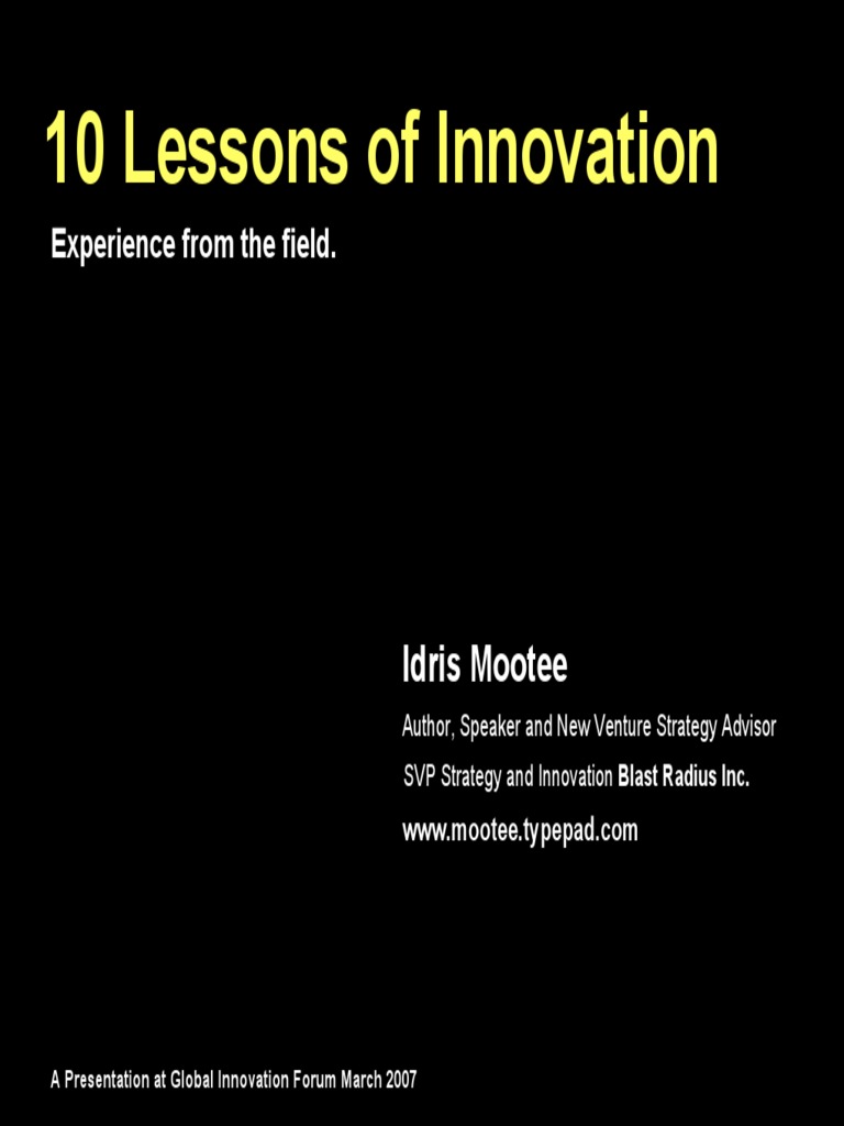 10 Key Innovation Lessons Explained | PDF | Self-Improvement