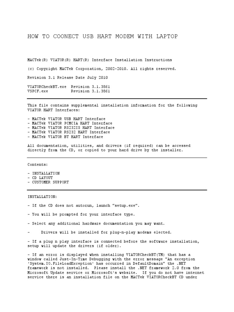 How To Connect Hart Modem With Laptop | PDF | Installation (Computer ...
