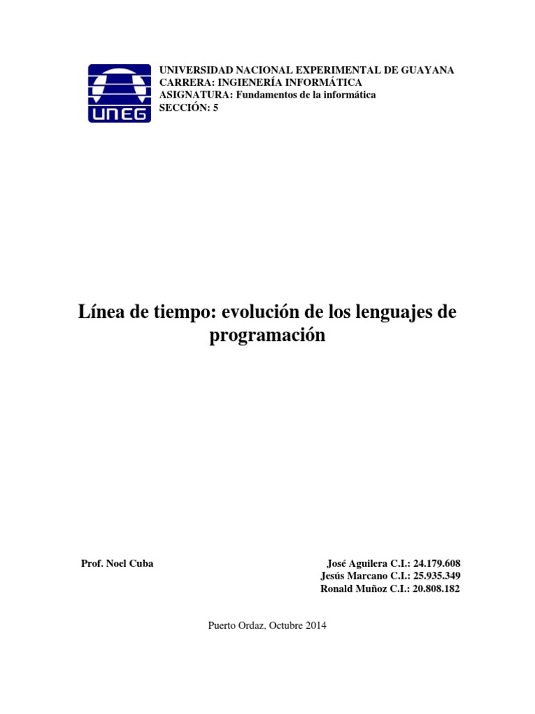 Evolución de Los Lenguajes de Programación (Linea de Tiempo) | PDF ...