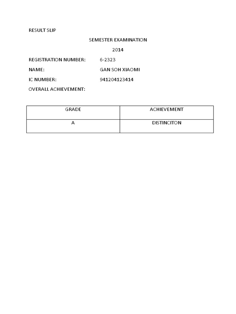 Result Slipsasaasa | PDF