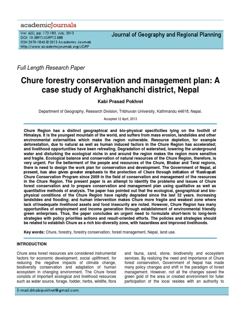 Pasture Management of Chure Range | PDF | Conservation Biology | Forestry