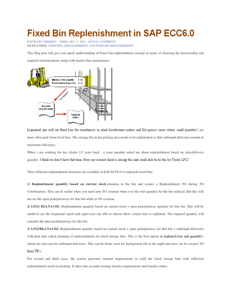 Fixed Bin Replenishment in SAP EWM | PDF | Business | Technology ...