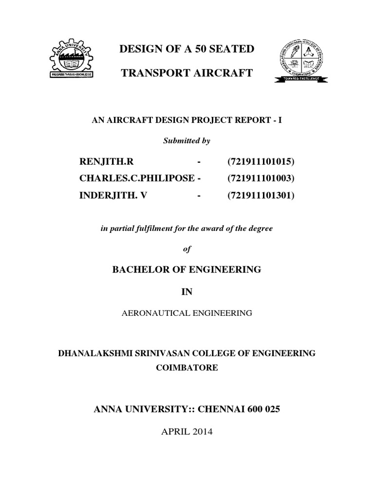 Aircraft Design Project-1 (50 Seated Aircraft) | PDF | Lift (Force ...