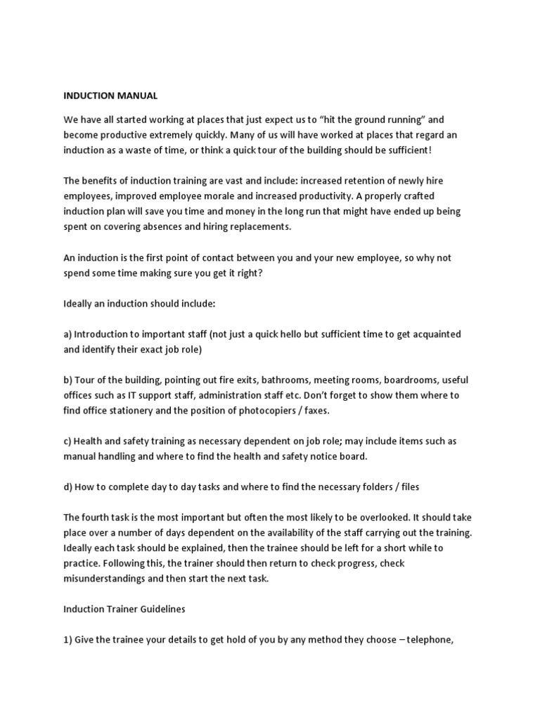 Induction Manual | PDF | Employee Retention | Employment