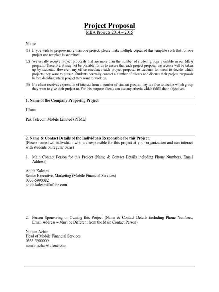 Project Proposal Template For Students