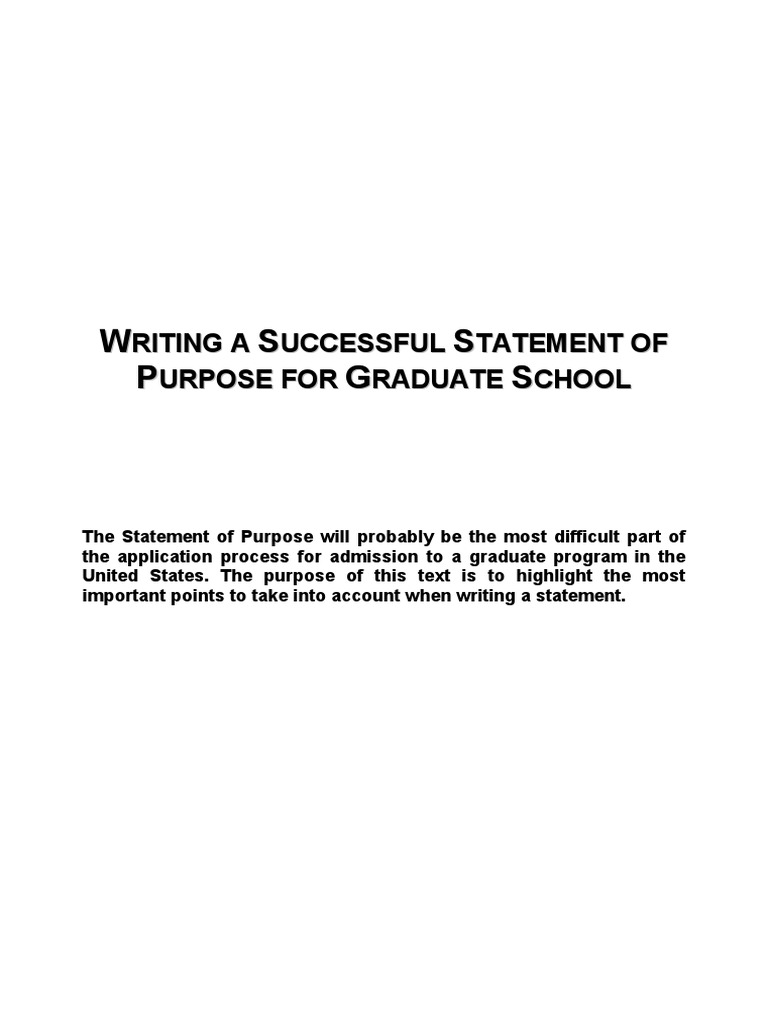 Writing an Effective Statement of Purpose | PDF | Graduate School ...