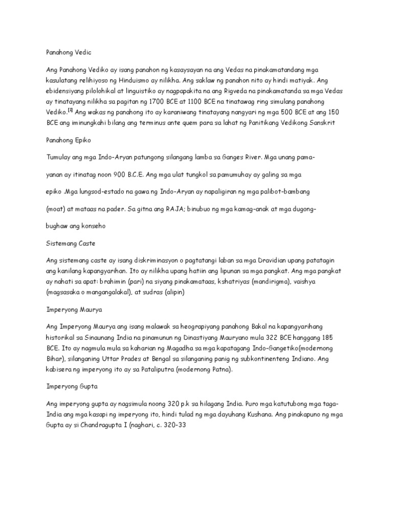 Panahong Vedic | PDF