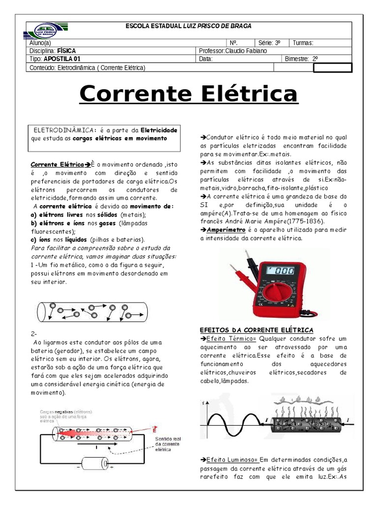 Corrente Eletrica Pdf Corrente Elétrica Física