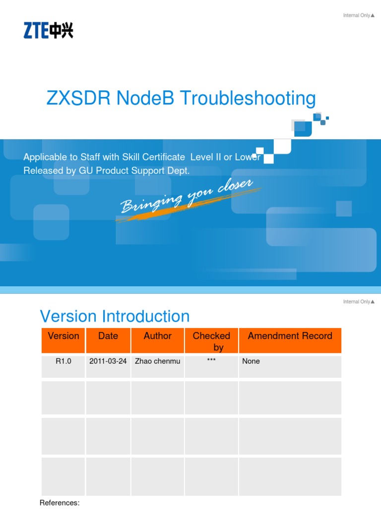 ZTE ZXSDR NodeB Troubleshooting | PDF | Clock | Computer Network