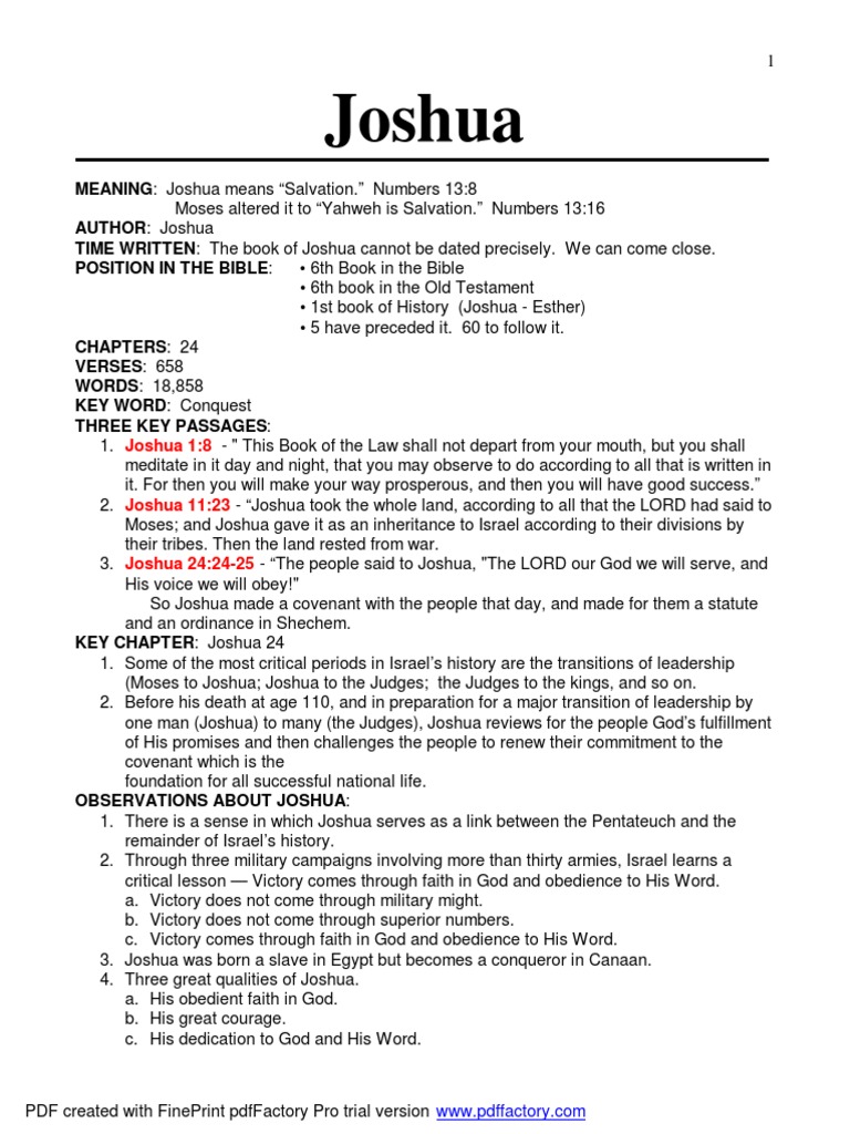 Joshua-Brief of The Book of Joshua | PDF | Joshua | Book Of Judges
